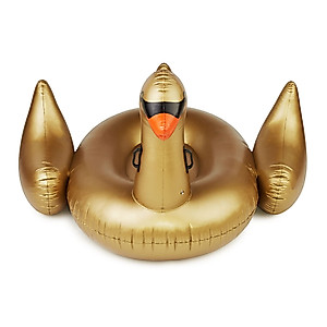 SWIMLINE ORIGINAL 90701 Inflatable Golden Goose Pool Float Floatie Ride-On Lounge W/ Stable Legs Wings Large Rideable Blow Up Summer Beach Swimming Party Lounge Big Raft Tube Decoration Toy Kids Adult