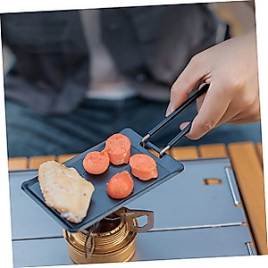 Cabilock Outdoor Griddle 2pcs Handle Cooking Striped with Frying for Iron Small Car Pan Griddle Outdoor Egg Pancake Stove Nonstick Compatible Folding Frypan Camping Mini Grill Non Sticky Veggie Tray