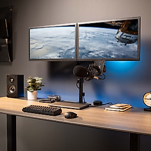 VIVO Universal Steel Microphone VESA Adapter Kit, Tabletop Mic Mounting Bracket with VESA 75x75mm and 100x100mm, Black, MOUNT-V00MIC