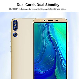 Unlocked Android Smartphone, 5.72in HD Full Screen 512MB ROM 4GB RAM Ultra Thin Mobile Phone Dual SIM Face Unlock Cellphone for Android OS 4.4, 2MP Rear Camera 1800mah Battery 3G Unlocked Cell Phone