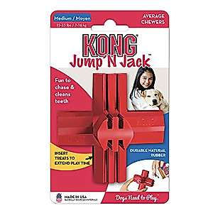 KONG - Jump'N Jack - Durable Rubber Dog Toy for Chewing and Teeth Cleaning - for Medium Dogs