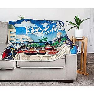 Dragon Ball Super Feast Plush Throw Blanket | Super Soft Fleece Blanket, Cozy Sherpa Cover For Sofa And Bed, Home Decor Room Essentials | Anime Manga Gifts And Collectibles | 45 x 60 Inches