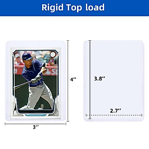 Arjiekwei 3"X4" Card Sleeves Hard Plastic, Baseball Card Protectors Hard Plastic, Premium Card Sleeves for Trading Cards, Card Holder for Sports Baseball Football Game Cards (100 Hard Sleeves)