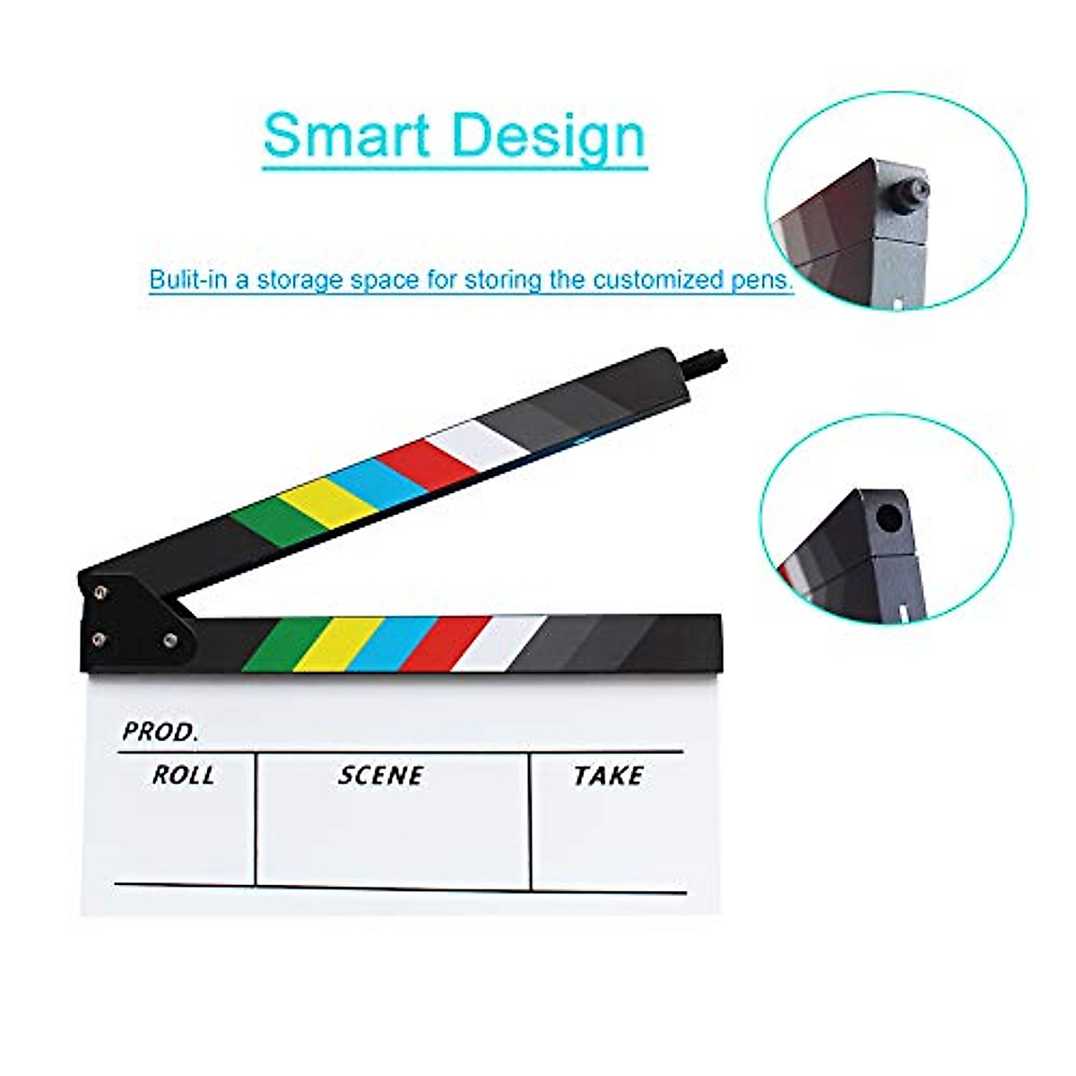 Coolbuy112 Movie Directors Clapboard, Photography Studio Video TV Acrylic Clapper Board Dry Erase Film Slate Cut Action Scene Clapper with a Magnetic Blackboard Eraser and Two Custom Pens