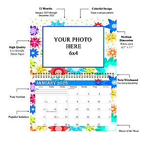 2025 Photo Frame Wall Spiral-bound Calendar (Add Your Own Photos) - 12 Months Desktop/Wall Calendar/Planner - (Geometrics Edition #001)