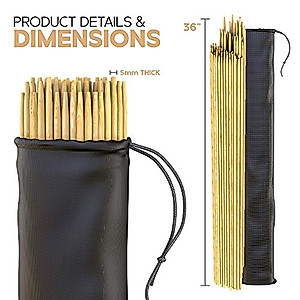 Marshmallow Smores Roasting Bamboo Sticks 120-Pack Extra Long - Safe For Kids Design 36 Inch, 5mm Thick Wooden, Disposable Biodegradable Skewers Outdoor BBQ/Firepit, Hot Dogs, Kebab, S'Mores (120)