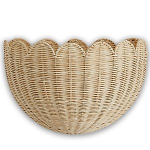 BEBE BASK Scalloped Wicker Wall Basket - Hand Woven Scalloped Basket – Scalloped Décor Wall Hanging Baskets – 16 x 10 x 7 In - Hanging Wall Basket
