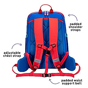 uninni Color Block (Blue/Green) 16'' Kids Backpack with Insulated Set for Age 5+, Lightweight, School and Travel for Boys and Girls