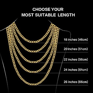 Evegfts Gold Chain for Men, 5MM Mens Chain Cuban Link Chain Necklace for Men Women Boy Girls Super Sturdy Shiny 20 Inch