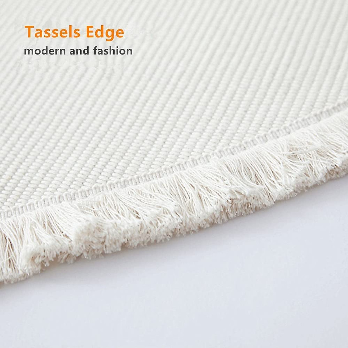 LIULA 3Ft Round Cotton Area Rug,Shapes Chic Decorative Boho Mandala Circle Rug with Tassels, Washable Indoor Floor Throw Area Rug for Living Room, Kid Playroom, Nursery Room