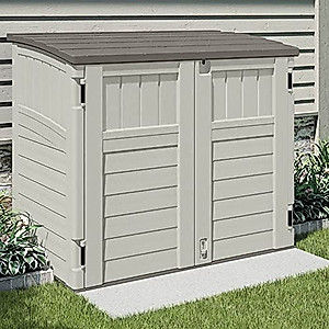 Suncast BMS2500 53 x 31.5 x 45.5 Horizontal 34 Cubic feet Resin Outdoor Storage Shed with Floor for Backyard, Garage, or Patio in Ivory (2 Pack)
