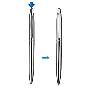 ChaoQ Ballpoint Pen, 3 Pcs Retractable Metal Ballpoint Pens, for Gift, Business, Office, 1.0mm Medium Point Black Ink, 6 Extras Replaceable Metal Refills, (3 Pens and 6 Refills) - Stainess Steel