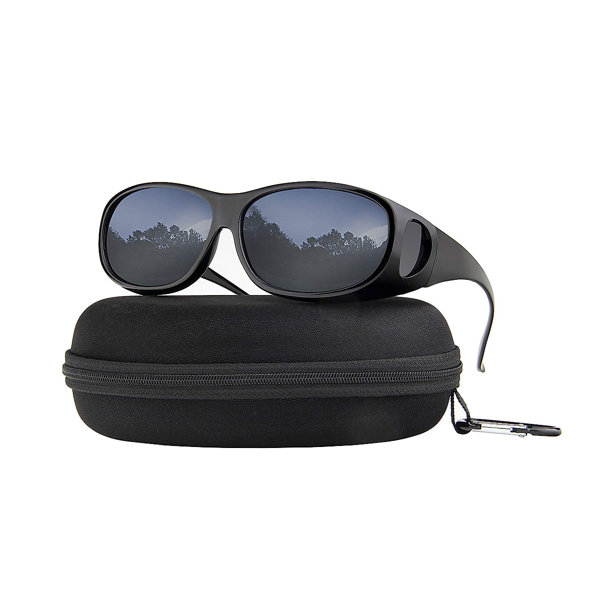 Fit Over Sunglasses Polarized Lens Case Included Wear Over Prescription Eyeglasses 100% UV Protection for Men and Women Silver Mirror Lens