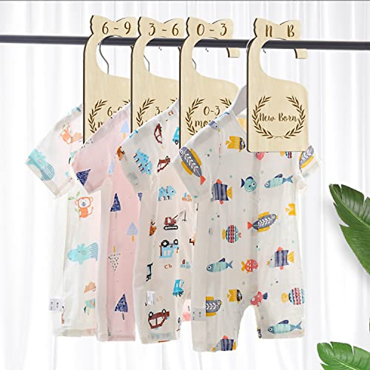 Malihome [Upgraded] Premium Wood Baby Closet Dividers Set of 7 from Newborn to 24 Months Baby Clothes Organizer Nursery Baby Closet Hanger Organizers Decor for Baby Boys or Girls (DoubleSided-1)