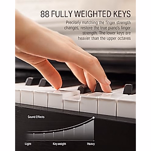 Donner DDP-100 88-Key Weighted Action Digital Piano for Beginner Bundle with Piano Keyboard Stand, Power Adapter, Triple Pedals, MP3 Function, USB-MIDI, 2 Headphone Jacks Black