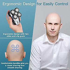 Head Shaver for Bald Men,Electric Razor for Mens Shaver Cordless,5 in 1 Waterproof Wet Dry Mens 5 Heads Electric Razor for Head Face Shaving,USB Facial Man Rotary Shaver Face Hair Rechargeable