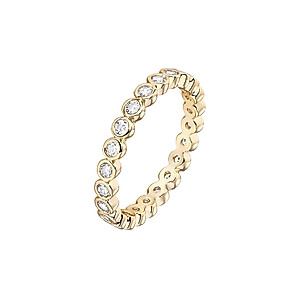 PAVOI 14K Yellow Gold Plated Rings Cubic Zirconia Love Ring | 2.8mm Stackable Rings for Women | Yellow Gold Rings for Women Size 6