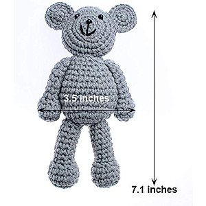ECYC Newborn Baby Bear Hat Beanie with Bear Dolls Photography Accessories Grey