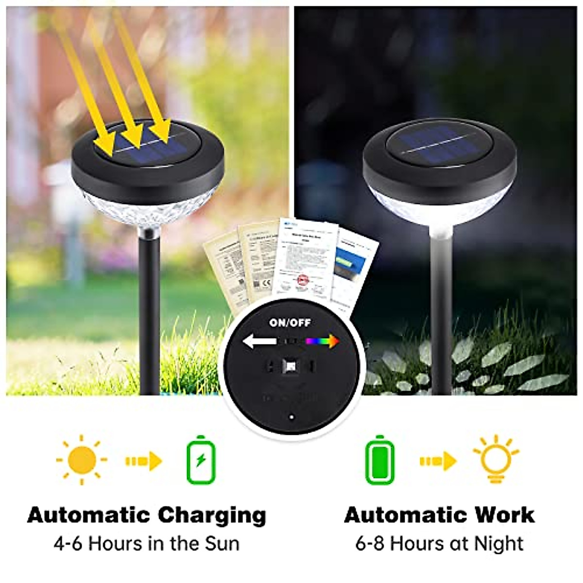 Solar Pathway Lights - NiHome Color Changing LED Solar Outdoor Lights Waterproof Super Bright Garden Lights Solar Powered - Landscape Lighting for Garden Patio Yard Decor - 6 Pack