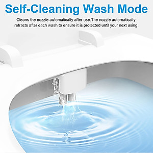 Bidet Attachment for Toilet, Dual Nozzle Sprays Adjustable Hot&Cold Water, Self-Cleaning and Retractable Nozzle, Toilet Seat Bidet Attachment for Rear, Feminine Wash