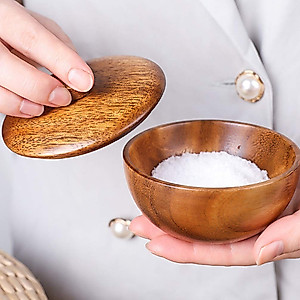 Wood Bowl Nut Bowls Wooden Serving Bowl With Lid Natural Wood Kids Rice Bowl Salad Noddle Soup Dish Food Container Seasoning Holder For Home Kitchen Pepper Box Japanese Wooden Bowl