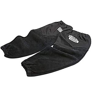 Lincoln Electric Welding Sleeves | Split Leather & Flame Resistant (FR) Cotton | Heat Resistance & Durability | K3111-ALL, Black