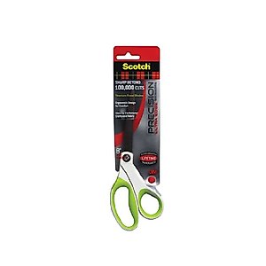 Scotch 8" Precision Ultra Edge Bent Titanium Scissors, Great for Everyday Cutting Needs (1458TBG)