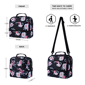 MOV COMPRA Movcompra Lunch Bag Women Flower Insulated Lunch Box for Work Double Deck Lunch Bag for Women