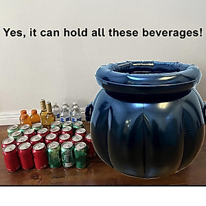 GIFTEXPRESS 22x18 Inch Large Inflatable Halloween Cauldron Drink Cooler, Beverage Holder, Candy Cauldron Kettles, Witch’s Cauldron, Party Decoration