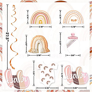 Boho Rainbow Baby Shower Decorations, 20Pcs Boho Baby Shower Hanging Swirls Ceiling Streamers Bohemian Rainbow Birthday Party Supplies for Boys Girls Baby Shower Boho Birthday Party Decoration