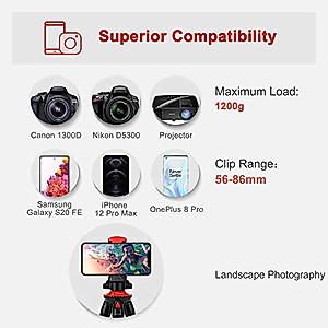 Camera Tripod, Fotopro UFO Flexible Tripod for Camera Bendable Handheld Vlogging Tripod with Phone Mount for iPhone Samsung Canon DSLR Sony Nikon