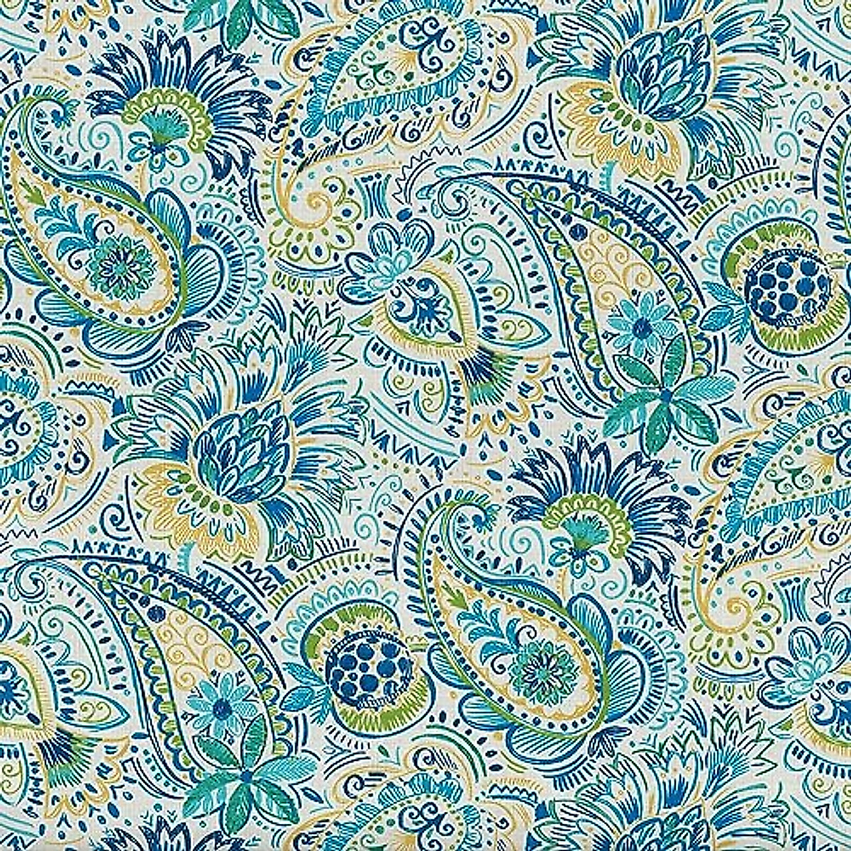 Pillow Perfect Paisley Indoor/Outdoor Split Back Chaise Lounge Cushion with Ties, Plush Fiber Fill, Weather, and Fade Resistant, 72.5" x 21", Blue/Yellow Gilford,