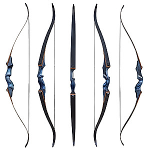 OBTOUTDOOR Black Hunter Original Takedown Recurve Bows for Adults Archery Recurve Bow Set 60" 20-60 lbs Right Hand for Outdoor Targets Practice Hunting Training Competition (Blue-60lbs)