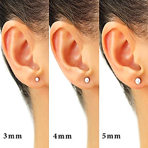 14K White Gold Ball Stud Earrings, 3mm