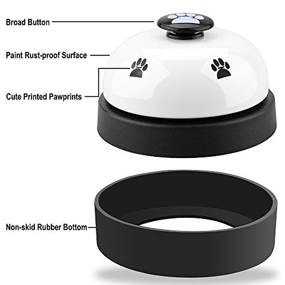 Comsmart Dog Training Bell, Set of 2 Dog Puppy Pet Potty Training Bells, Dog Cat Door Bell Tell Bell with Non-Skid Rubber Base