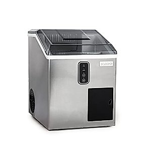 Igloo 44 lb Dual Purpose Ice Cube Maker & Dispensing Shaver, 12 Cubes Every 7-15 Minutes, 44 Lbs Daily, LED Touch Control Panel with Indicator Lights, Includes Ice Basket & Scoop, Stainless Steel