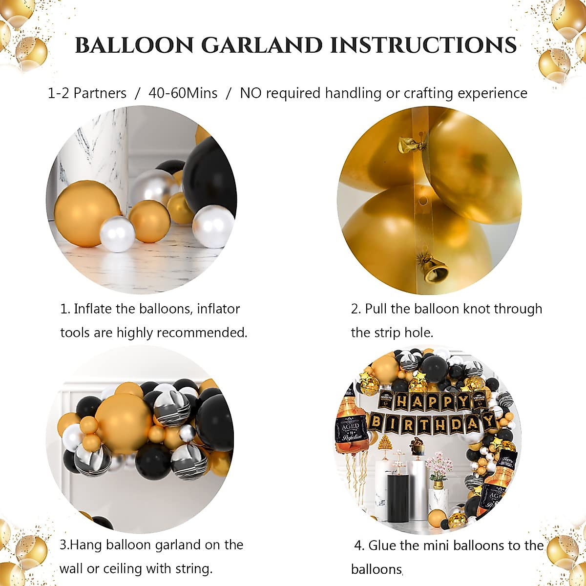 Whiskey Balloons Garland Arch Kit Silver Gold Black Latex Balloons Age to Perfection Whiskey Foil Balloons Happy Birthday Banner for Men Women Birthday Decorations Aged to Perfection Party Supplies
