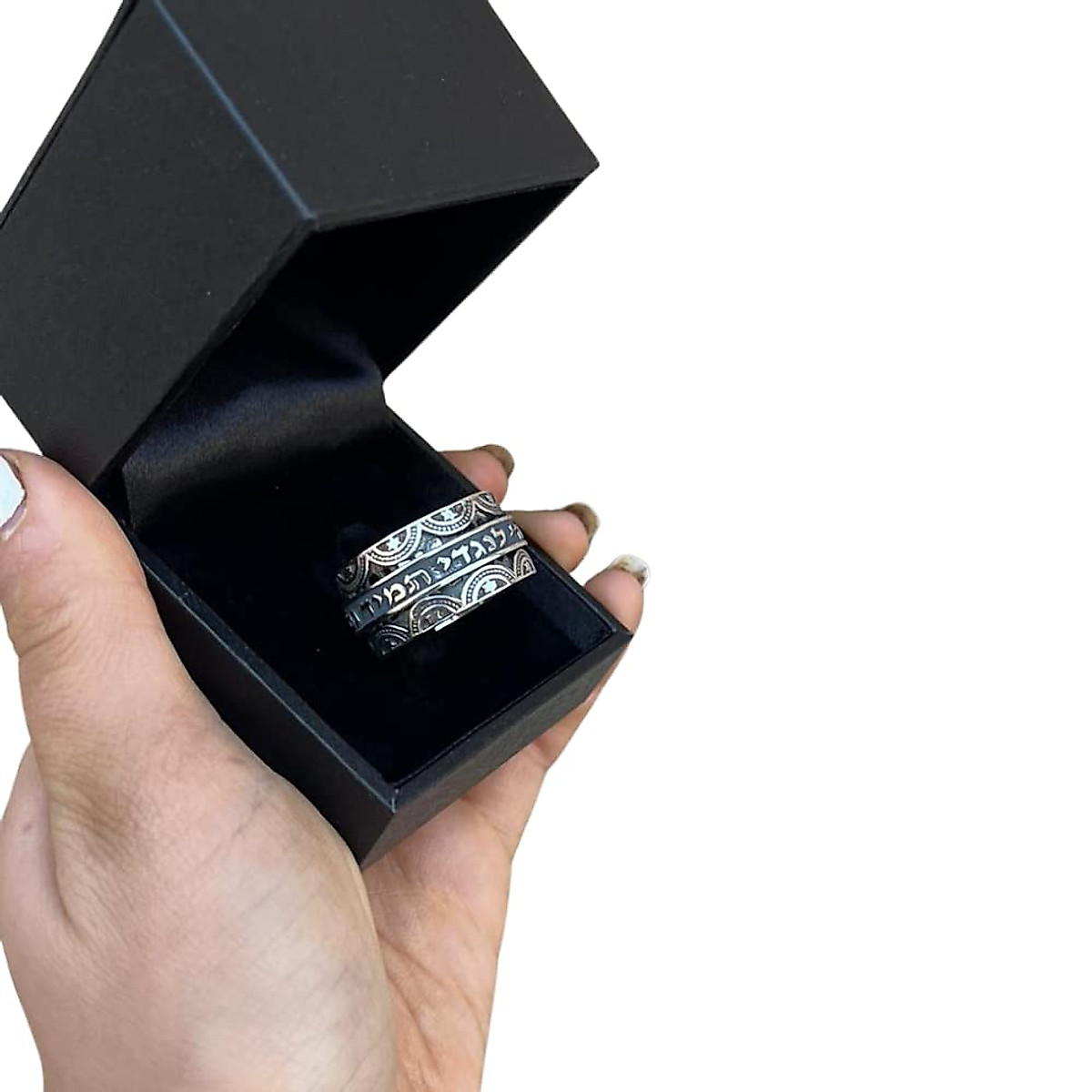 Baltinester Handmade Hebrew This Too Shall Pass Meditation Spinning Barrel Ring in 925 Sterling Silver Jewish Jewelry Size 7 Jewelry