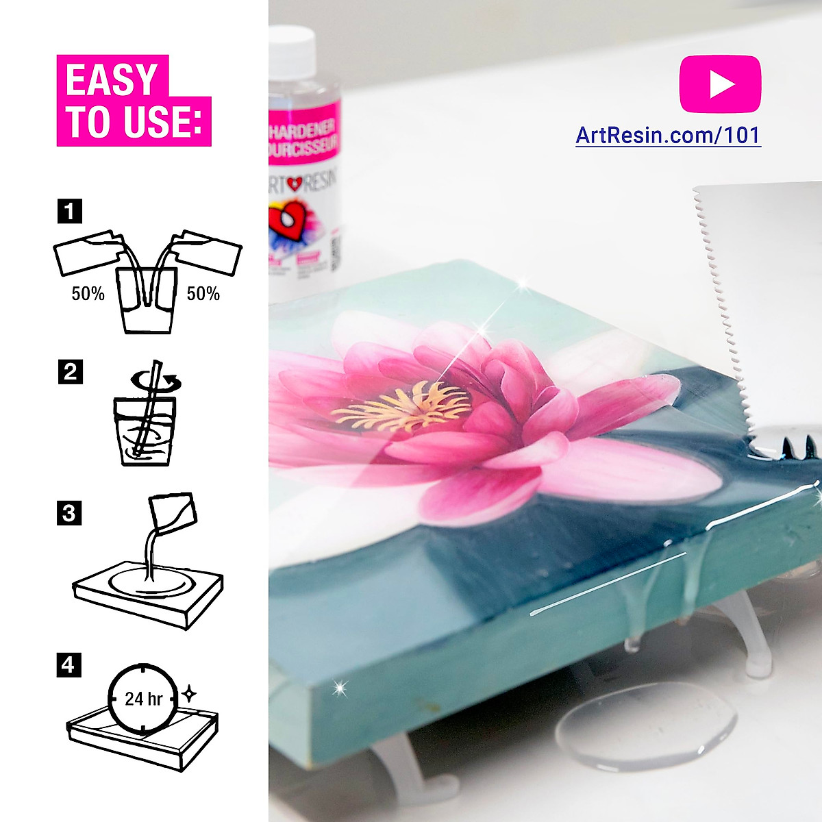 ArtResin - Epoxy Resin - Clear - Non-Toxic - 16 oz (8 oz Resin + 8 oz Hardener) (474 ml)