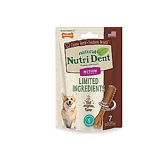 Nylabone Nutri Dent Filet Mignon Flavored Dog Dental Chews 7 Medium 3.75" Treats for Dogs 15-30 lbs.