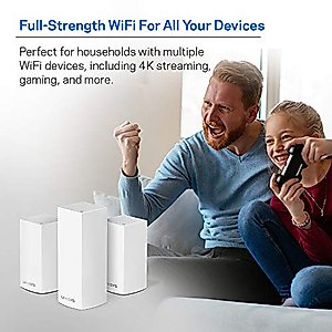 Linksys WHW0203 Velop Home Mesh Wi-Fi System Bundle (Dual/Tri-Band Combo) - Wi-Fi Router/Wi-Fi Extender for Whole-Home Mesh Network (3-Pack, White)