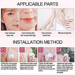 Electric Facial Hair Remover, Ladies Beauty Epilator Trimmer Facial Cotton Threading Hair Shaver Faces Delicate Device Depilation for Body Facial Pull Surface Hair Removal Epilators(gold)