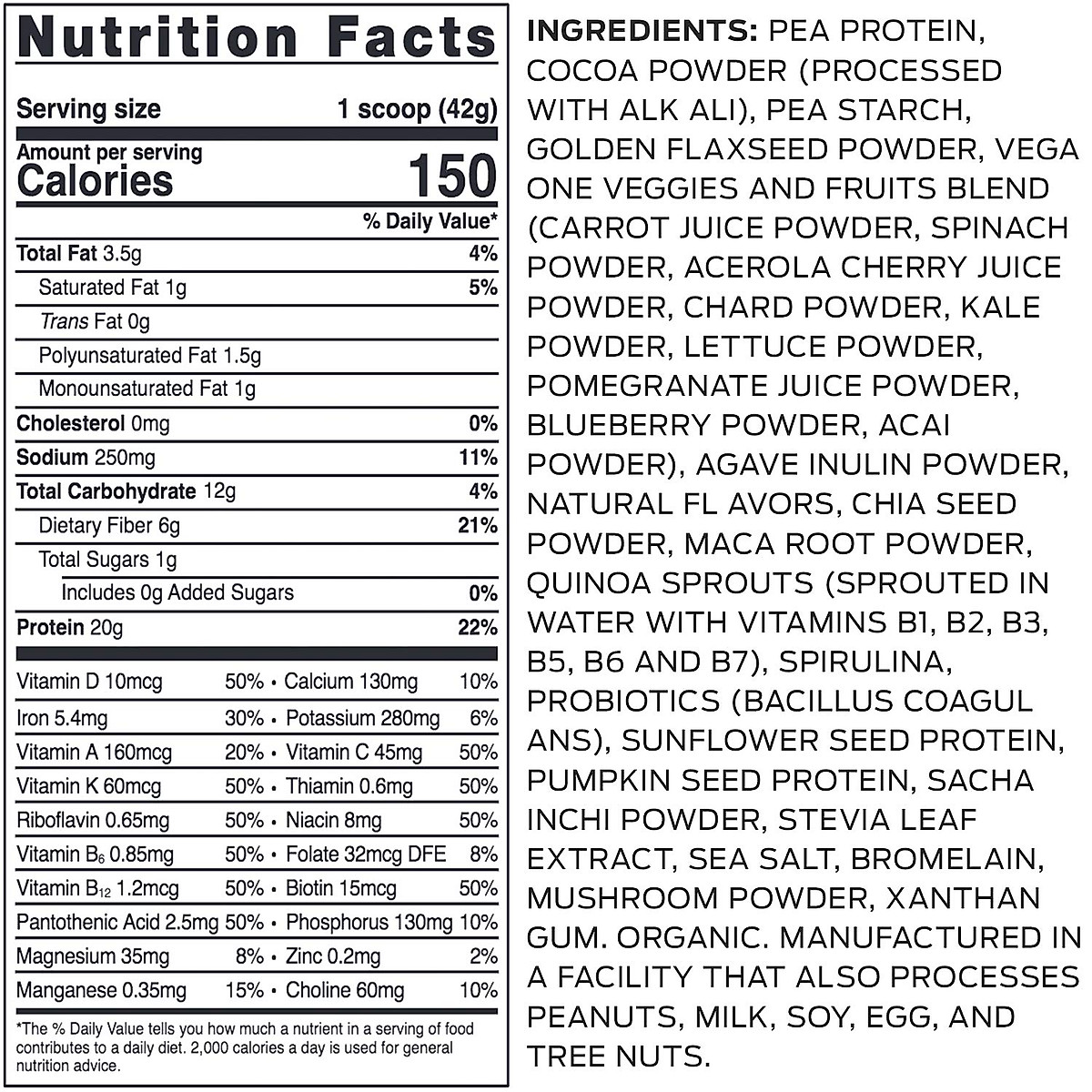 Vega Organic All-in-One Vegan Protein Powder, Chocolate - Superfood Ingredients, Vitamins for Immunity Support, Keto Friendly, Pea Protein for Women & Men, 13.2 oz (Packaging May Vary)