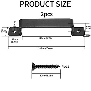BJBJJIU 2 Pcs Sliding Barn Door Handles, Black 7.4" Gate Handles Hardware, Garage Door Pull Handles for Interior Outdoor Sliding Barn Garages Closet Shed Drawer Doors Gate Pull Handles
