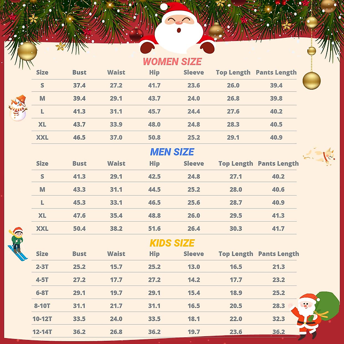 Onancehim Matching Christmas Pajamas for Family, Funny Holiday Cute Let It Snow Print Tops and Plaid Pants Xmas Sleepwear Pjs Set (Women, L, Black)