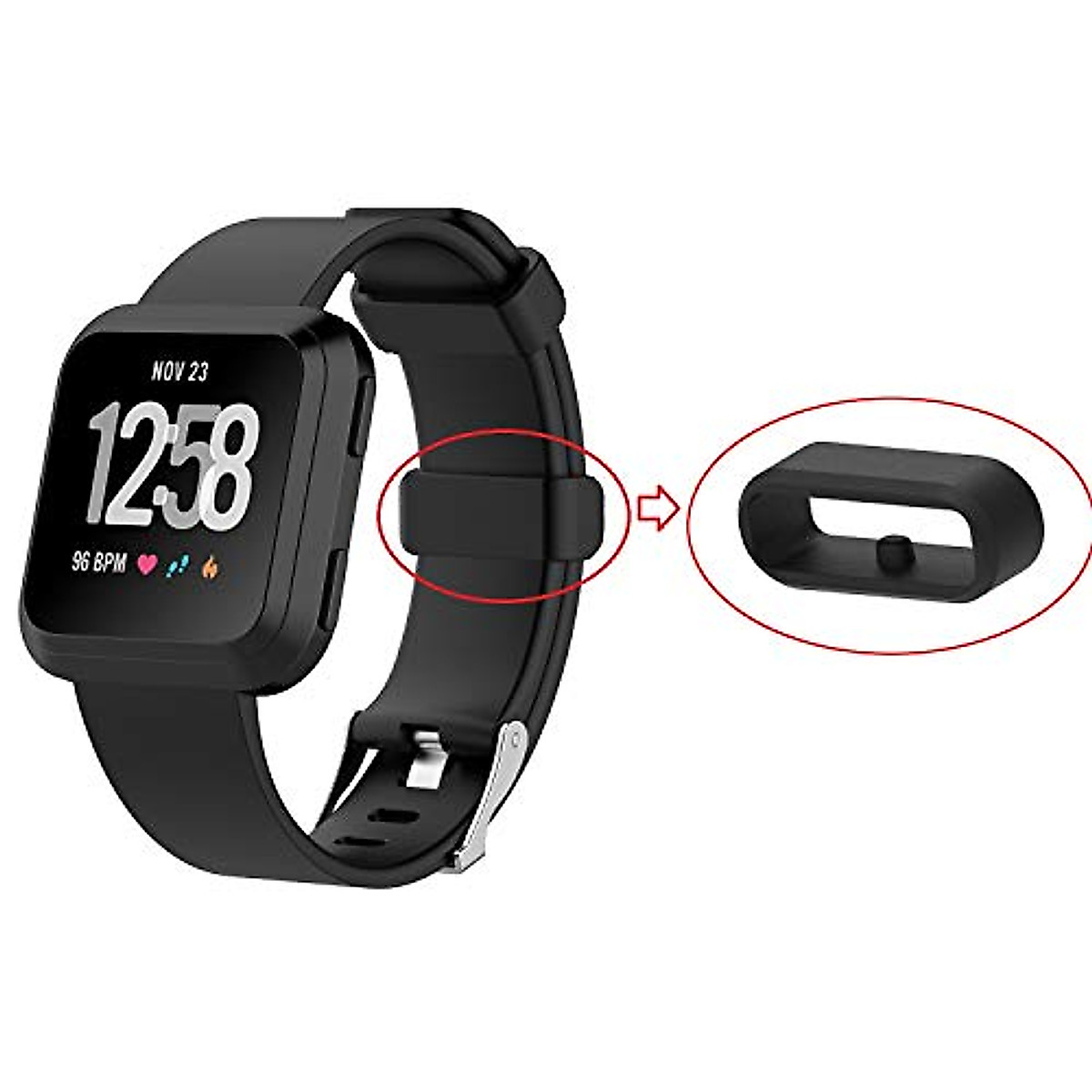 6-Pack Fastener Rings Compatible with Fitbit Versa 4/Versa 3/Versa 2/Versa/Sense/Sense 2/Versa Lite/Versa SE Band Keeper, Silicone Replacement Watch Band Loop/Holder/Retainer for Fitbit Versa&Magic Band