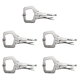 YaeGarden 11'' C Clamp Locking Pliers Adjustable Welding Clamps Locking Welding C Clamp w/Swivel Pad(5)
