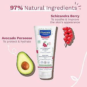 Mustela Baby Soothing Lotion - Moisturizing Body Lotion for Very Sensitive Skin - with Natural Avocado & Schizandra Berry - Fragrance-Free - 6.76 fl. Oz