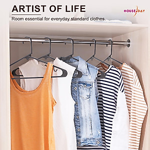 HOUSE DAY Plastic Hangers Grey 60 Pack Durable & Space Saving Clothes Hangers Bulk Suit & Coat Hangers with Non-Slip Hook Closet Hangers Lightweight Hangers for Clothing, Shirts, Pants, Dresses