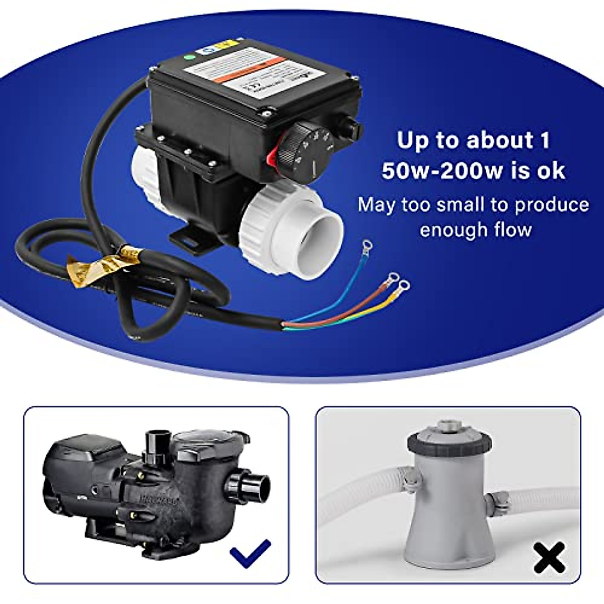 Etotel Hot tub Heater H20-RS1, Fit for Some Hot Tubs,Bathtub,AboveGround Underground Small Pool & Electric Pool, Spa Hot Tub Heater 220V 2KW with Adjustable Temperature Thermostat black